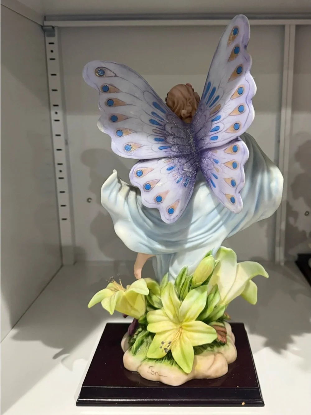 Accents | Fairy Figurine With Lavender Wings And Floral Base | Poshmark